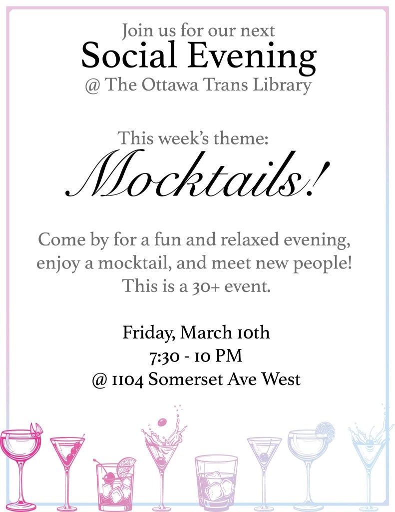 EVENT: 30+ Social Evening with Mocktails | Ottawa Trans Library
